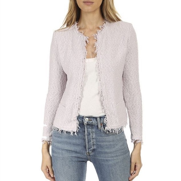 IRO | Jackets & Coats | Iro Shavani Lavender Lilac Knit Tweed Boucle Fringe Open Jacket Cardigan ...